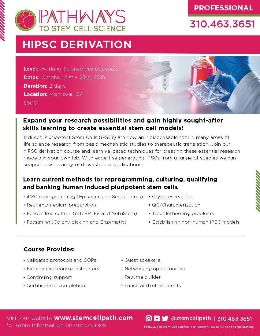 Pathways to Stem Cell Science | 12. hipsc derivation